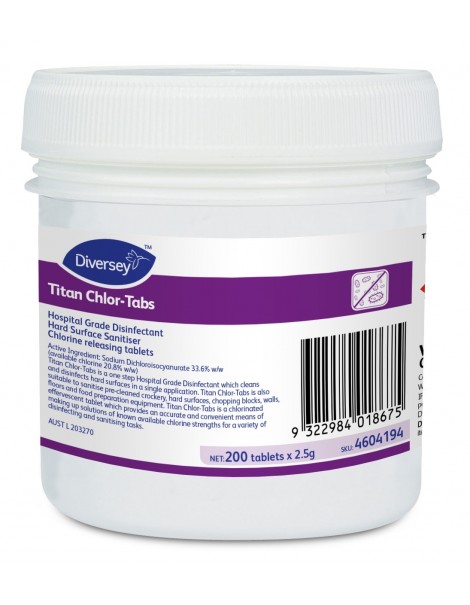 Titan Chlor-Tabs 6x200x2.5Gm - Surface Sanitisers - Kitchen Hygiene ...
